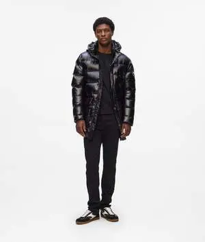 Karl Lagerfeld Glossy Puffer Jacket With Hood