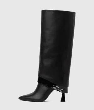 Karl Lagerfeld Tall Fold-down Boots - Black
