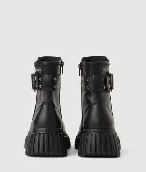 KL JEANS Mid-calf Wedge Boots With Buckle Detail