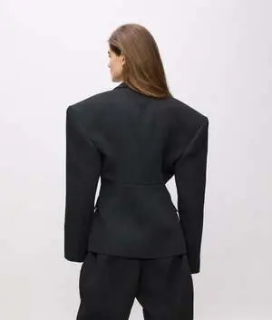 Karl Lagerfeld Voluminous Blazer With Asymmetrical Peak Lapels