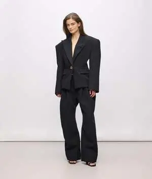 Karl Lagerfeld Voluminous Blazer With Asymmetrical Peak Lapels
