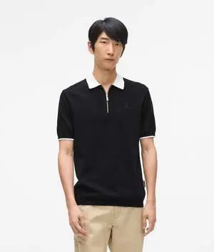 Karl Lagerfeld Contrast Collar Polo Shirt - Black