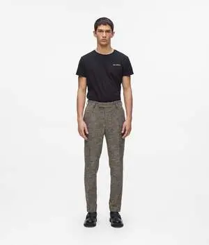 Karl Lagerfeld Tailored Pants In Textured Weave - Black/brow