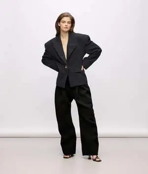 Karl Lagerfeld Studio Voluminous Wool-blend Pants - Black