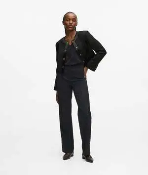 Karl Lagerfeld Cropped Tailored Jacket With Signature Buttons