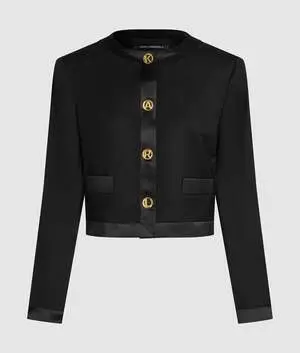 Karl Lagerfeld Cropped Tailored Jacket With Signature Buttons