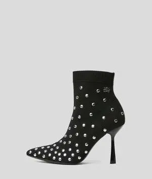 Karl Lagerfeld Pandara Knitted Studded Ankle Boots