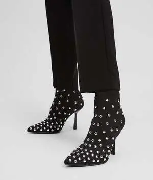 Karl Lagerfeld Pandara Knitted Studded Ankle Boots