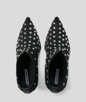 Karl Lagerfeld Pandara Knitted Studded Ankle Boots