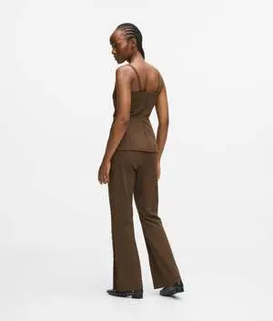 Karl Lagerfeld Snap Button Detail Straight Leg Pants - Java