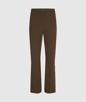 Karl Lagerfeld Snap Button Detail Straight Leg Pants - Java