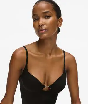 Karl Lagerfeld Signature High-leg Bodysuit With Cutout Detail