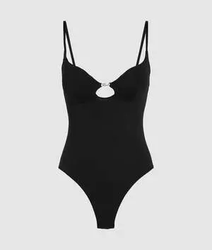 Karl Lagerfeld Signature High-leg Bodysuit With Cutout Detail
