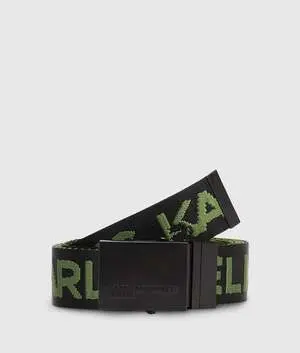 Karl Lagerfeld Reversible Webbing Belt - Black-vineyard Green
