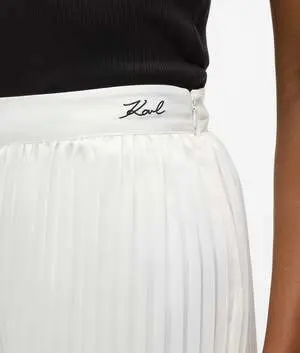 Karl Lagerfeld Pleated Wide-leg Pants With Contrasting Hem