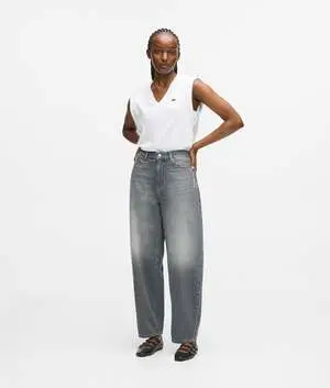 Karl Lagerfeld Ikon Barrel-leg Jeans In Cotton - Washed Light Grey