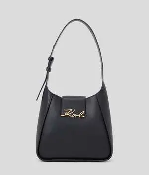 Karl Lagerfeld K/signature Hobo Bag In Smooth Leather - Black
