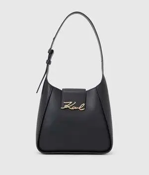 Karl Lagerfeld Karl Lagerfeld K/Signature Hobo Bag In Smooth Leather Black