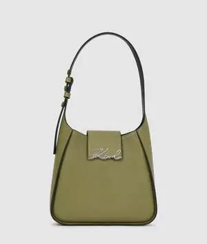 Karl Lagerfeld K/signature Hobo Bag In Smooth Leather - Cedar