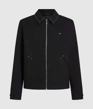 Karl Lagerfeld Studded Collar Zip-up Jacket
