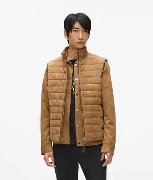 Karl Lagerfeld Quilted Faux Suede Gilet - Otter