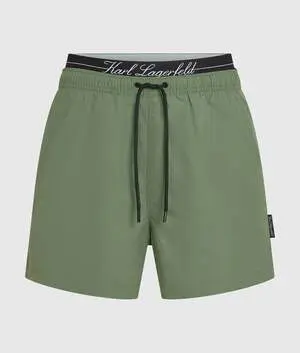 Karl Lagerfeld Double Waistband Boardshorts - Dill