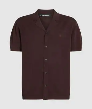 Karl Lagerfeld Monogram Knitted Polo Shirt - Fudge