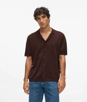 Karl Lagerfeld Monogram Knitted Polo Shirt - Fudge