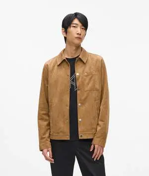 Karl Lagerfeld Faux Suede Trucker Jacket - Otter