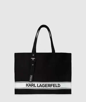 Karl Lagerfeld Logo Beach Tote Bag - Black