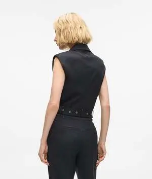 Karl Lagerfeld Cropped Gilet With Studded Belt
