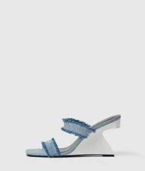 KL JEANS Waverly Twin Strap Denim Heeled Sandals