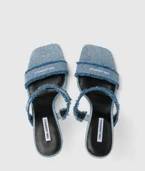 KL JEANS Waverly Twin Strap Denim Heeled Sandals
