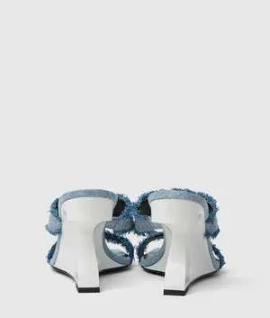 KL JEANS Waverly Twin Strap Denim Heeled Sandals