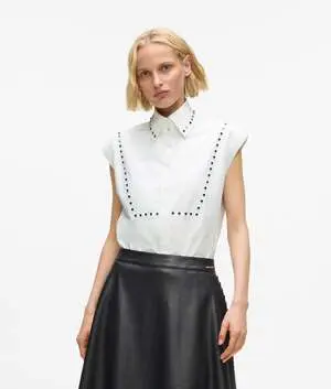 Karl Lagerfeld Studded Poplin Shirt - White