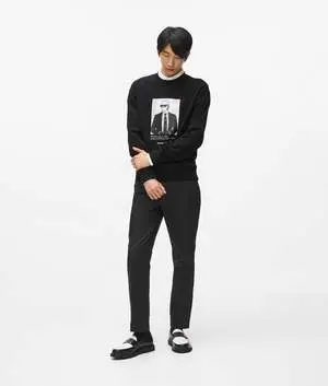 Karl Lagerfeld Portrait Sweatshirt In Organic Cotton - Black