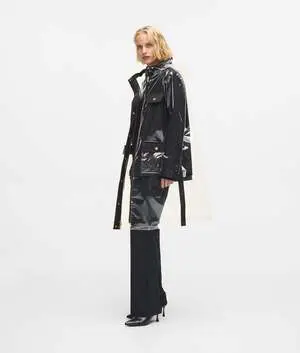 Karl Lagerfeld Transparent Hooded Raincoat With Contrasting Panels - Clear/black