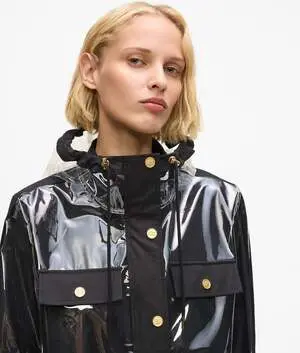 Karl Lagerfeld Transparent Hooded Raincoat With Contrasting Panels
