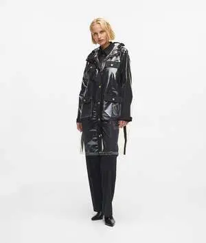 Karl Lagerfeld Transparent Hooded Raincoat With Contrasting Panels