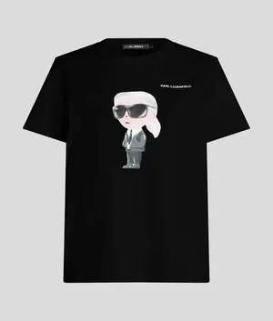 Karl Lagerfeld Ikon Aquarelle Cotton T-shirt - Black