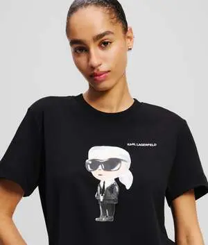 Karl Lagerfeld Ikon Aquarelle Cotton T-shirt - Black
