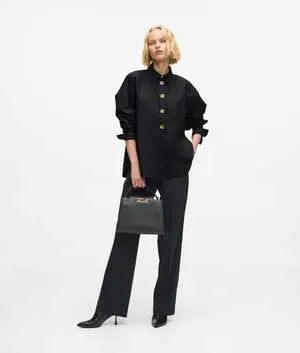 Karl Lagerfeld Organic Cotton Poplin Shirt With Gold Karl Lettering Snap Buttons
