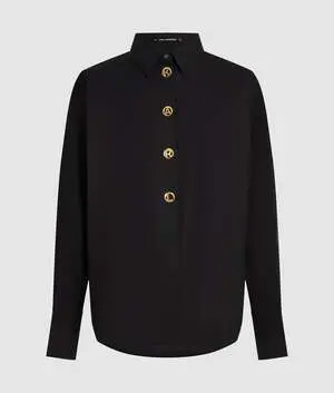 Karl Lagerfeld Organic Cotton Poplin Shirt With Gold Karl Lettering Snap Buttons