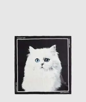 Karl Lagerfeld Ikon Choupette Silk Scarf - Black
