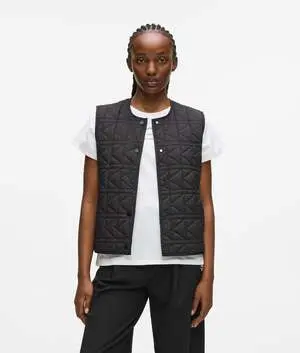 Karl Lagerfeld Lightweight Quilted Technical Taffeta Gilet - Black
