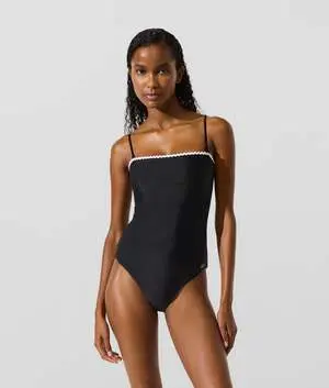 Karl Lagerfeld Scalloped Edge One-piece Swimsuit - Black