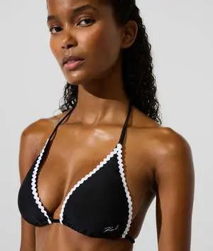 Karl Lagerfeld Scallop Triangle Bikini Top - Black