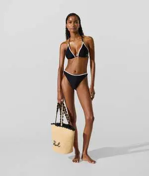 Karl Lagerfeld Scallop Triangle Bikini Top - Black