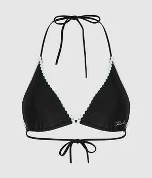 Karl Lagerfeld Scallop Triangle Bikini Top - Black