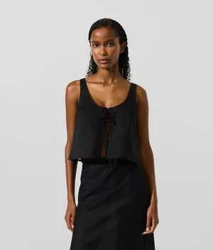 Karl Lagerfeld Sleeveless Tie-front Beach Top - Black